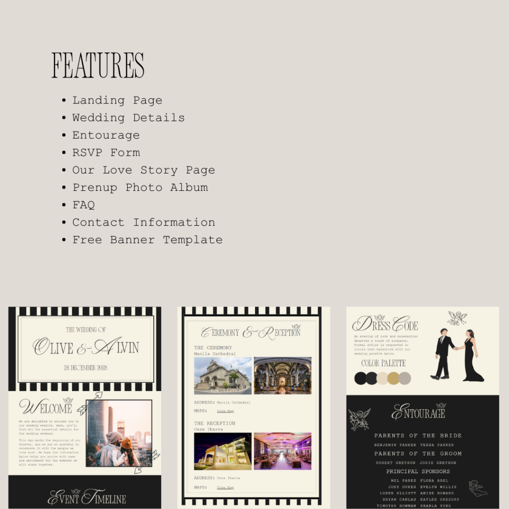 Black Stripe Wedding Website Template (Editable Canva) – The DIY ...